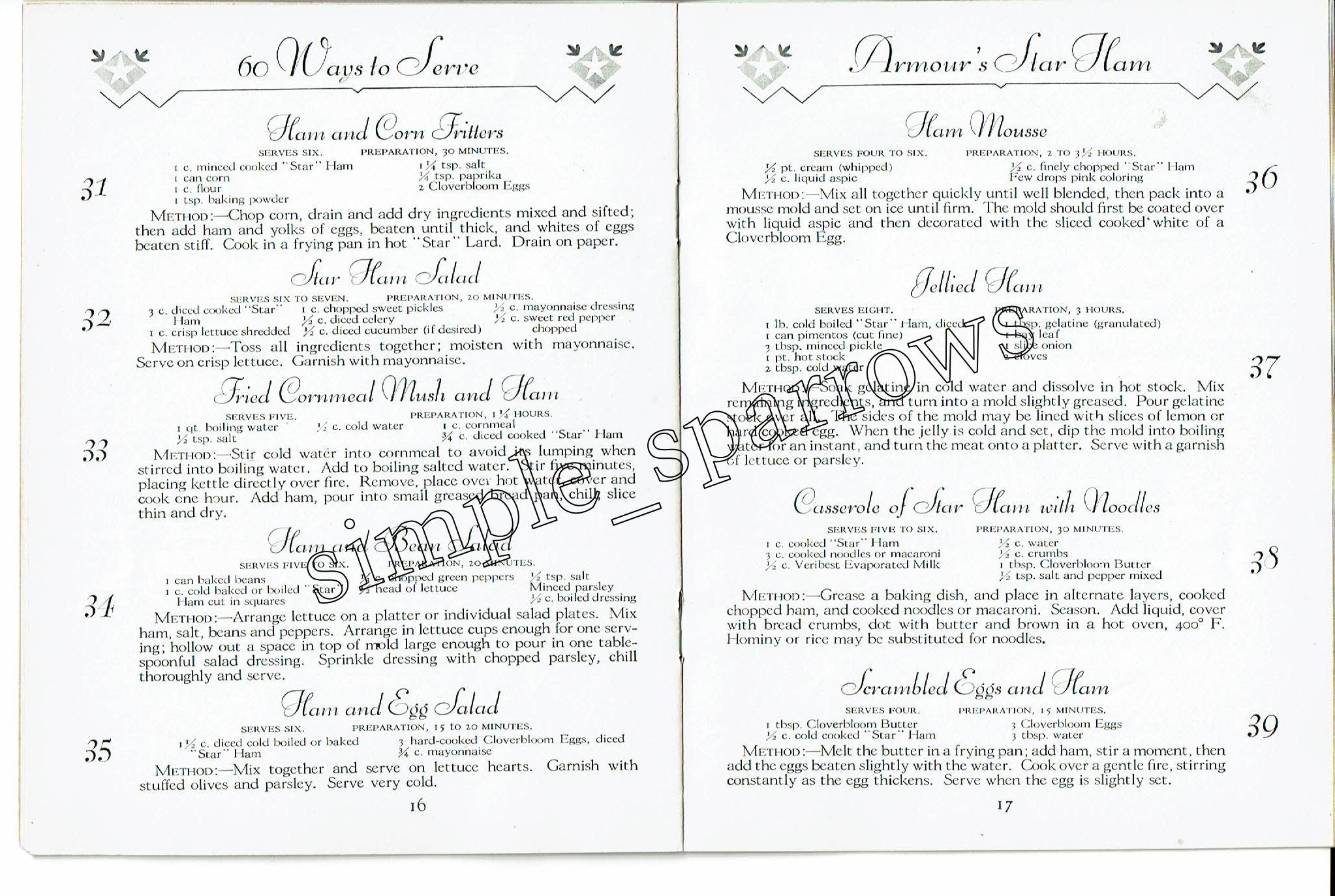 1920s Ham Recipe Booklet INSTANT DOWNLOAD Vintage Cookbook - Etsy