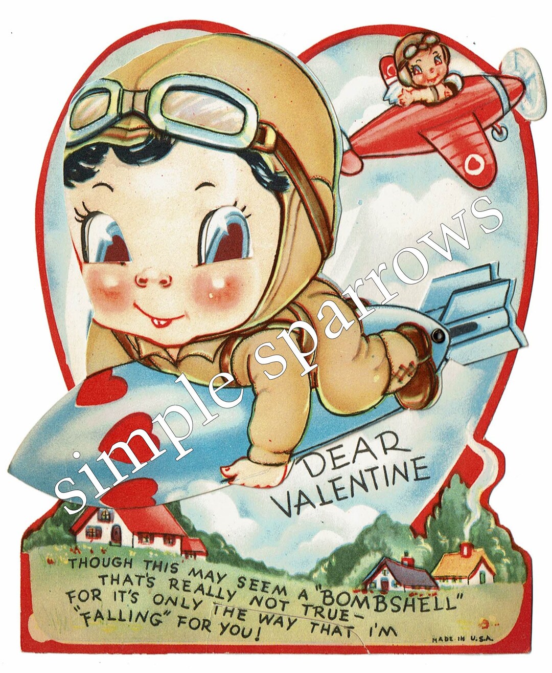 1930s Vintage Valentine Pilot Plane Aviation - Etsy
