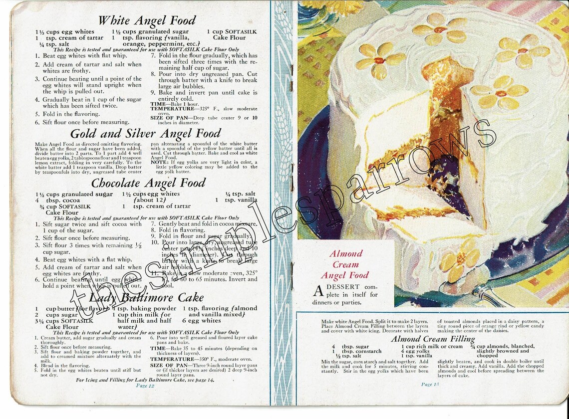 1930s Cake Recipe Booklet INSTANT DOWNLOAD Vintage Printable Cookbook ...