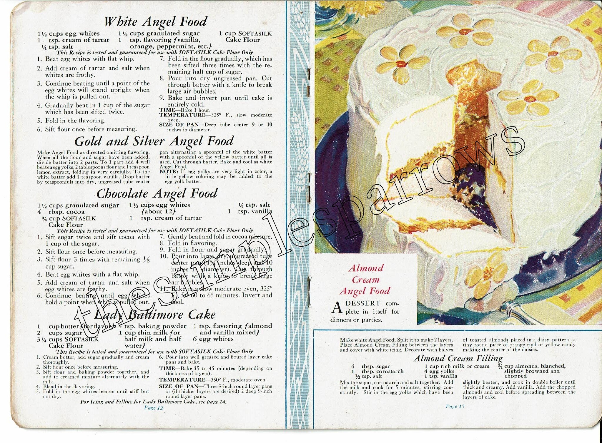 1930s Cake Recipe Booklet INSTANT DOWNLOAD Vintage Printable Cookbook ...