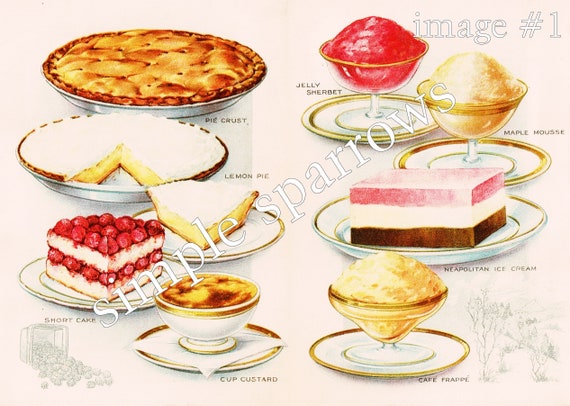 Vintage Dessert Clip Art Graphic Print DIGITAL DOWNLOAD | Etsy