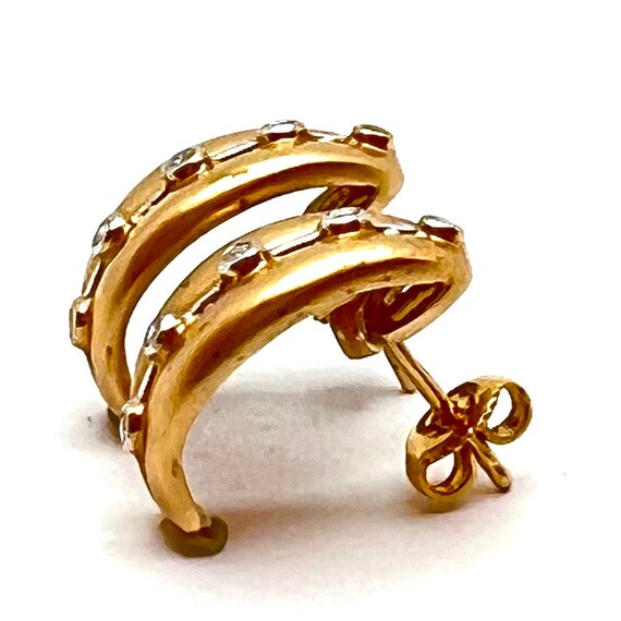 2-Tone Diamond J-Hoop Earrings - Gem