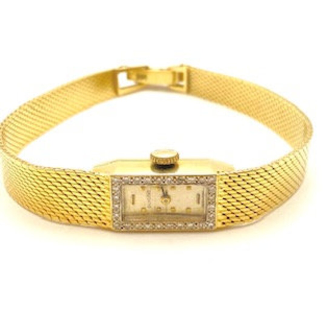 Glycine Swiss 14K Yellow Gold Lady's Diamond Wrist Watch - Etsy