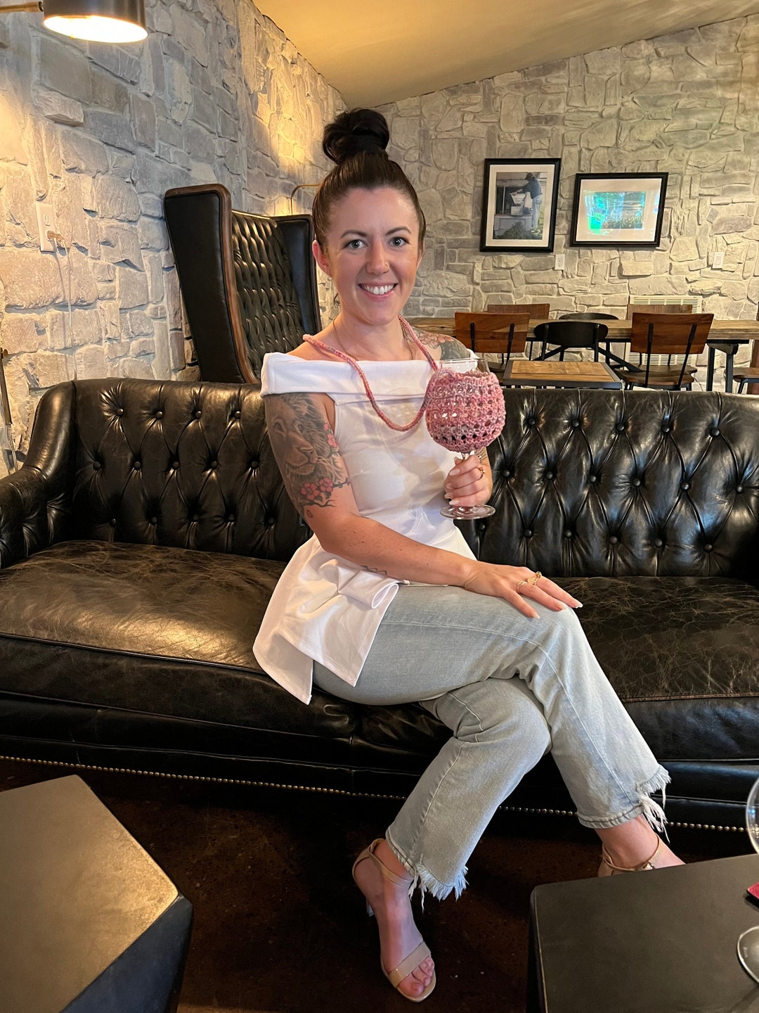 Knit Stem Wine Glass Lanyard / Cozy - Etsy