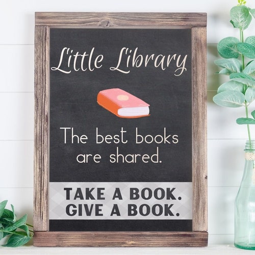 Little Library Printable the Best Books Are Shared Sign or - Etsy