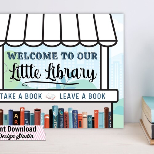Little Library Printable Welcome to Our Little Library - Etsy
