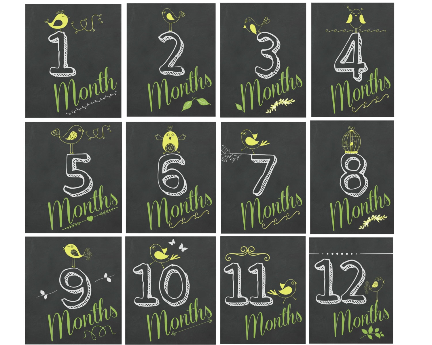 Printable Baby Month Signs, 1-12, Babys First Year Photo Prop Sign ...