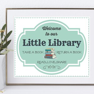 Little Library Printable Welcome to Our Little Library sign | Etsy
