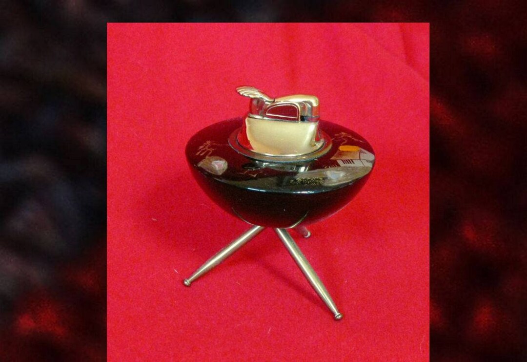 Mcm MODERN LIGHTER, 3 Leg Space Age Deco Evans Gold Plate Lighter Hand ...