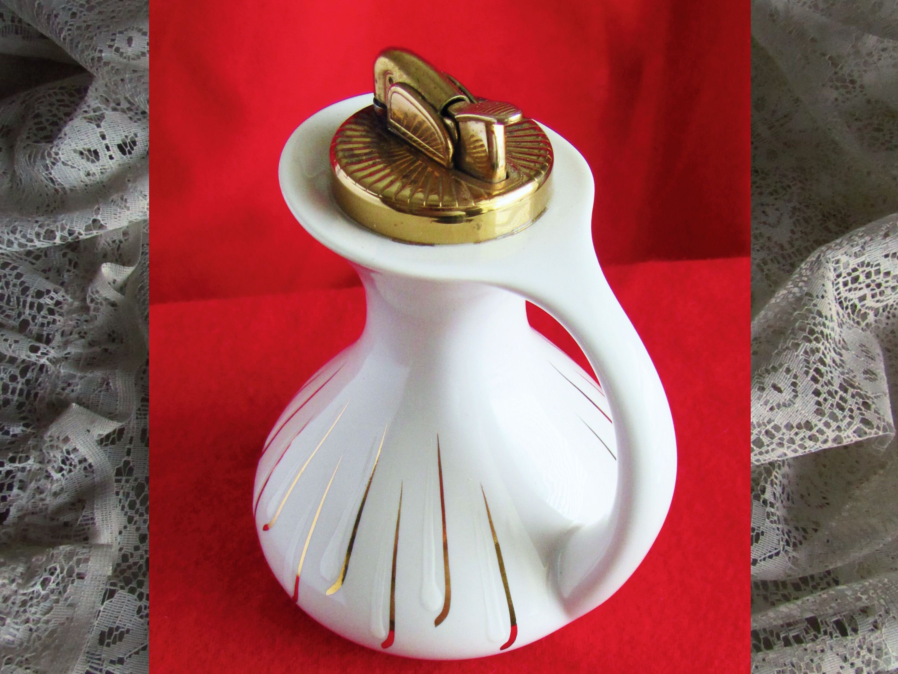EVANS EWER LIGHTER, Vintage Pitcher Shape Table Lighter, White Mid ...