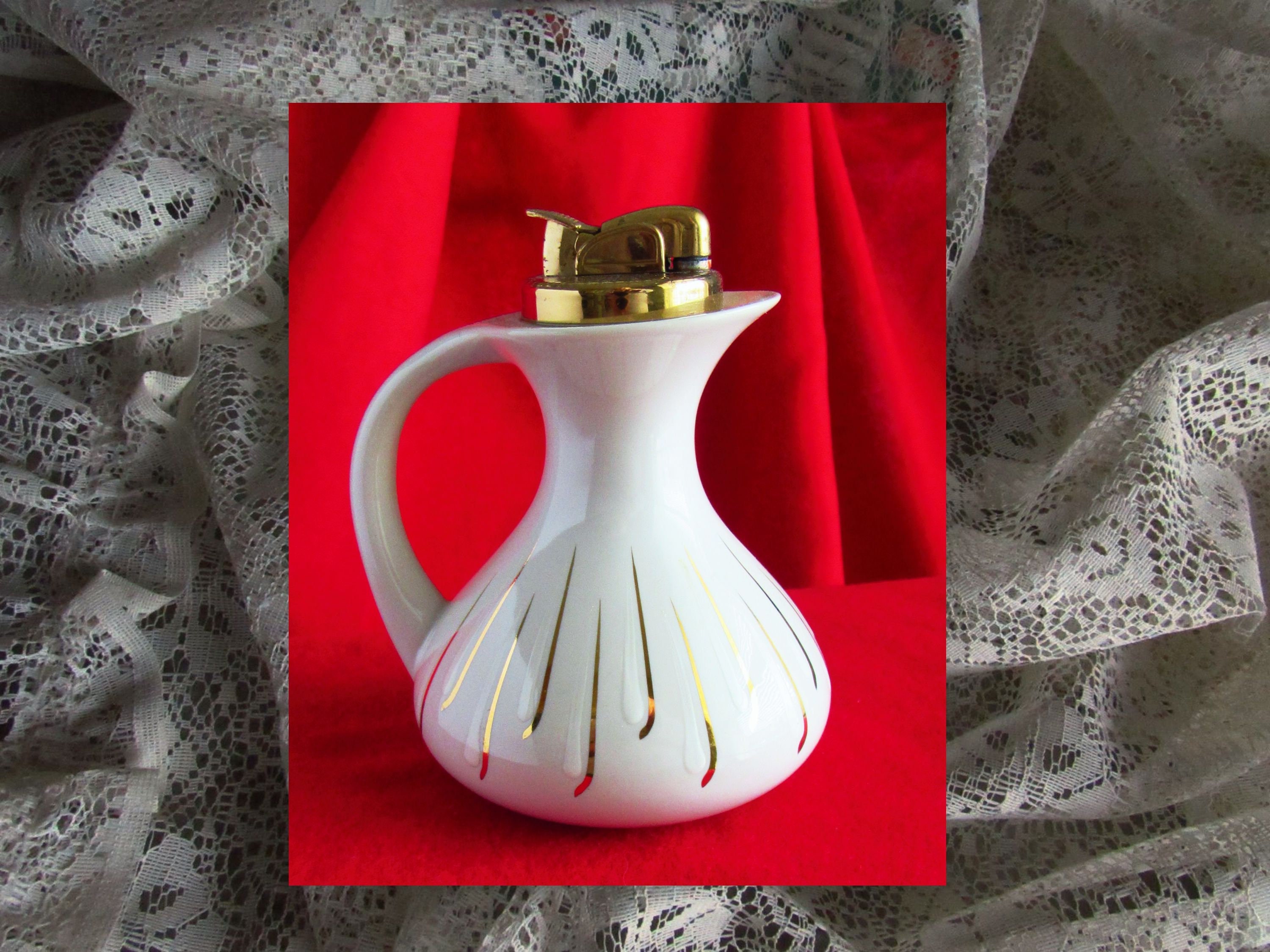 EVANS EWER LIGHTER, Vintage Pitcher Shape Table Lighter, White Mid ...