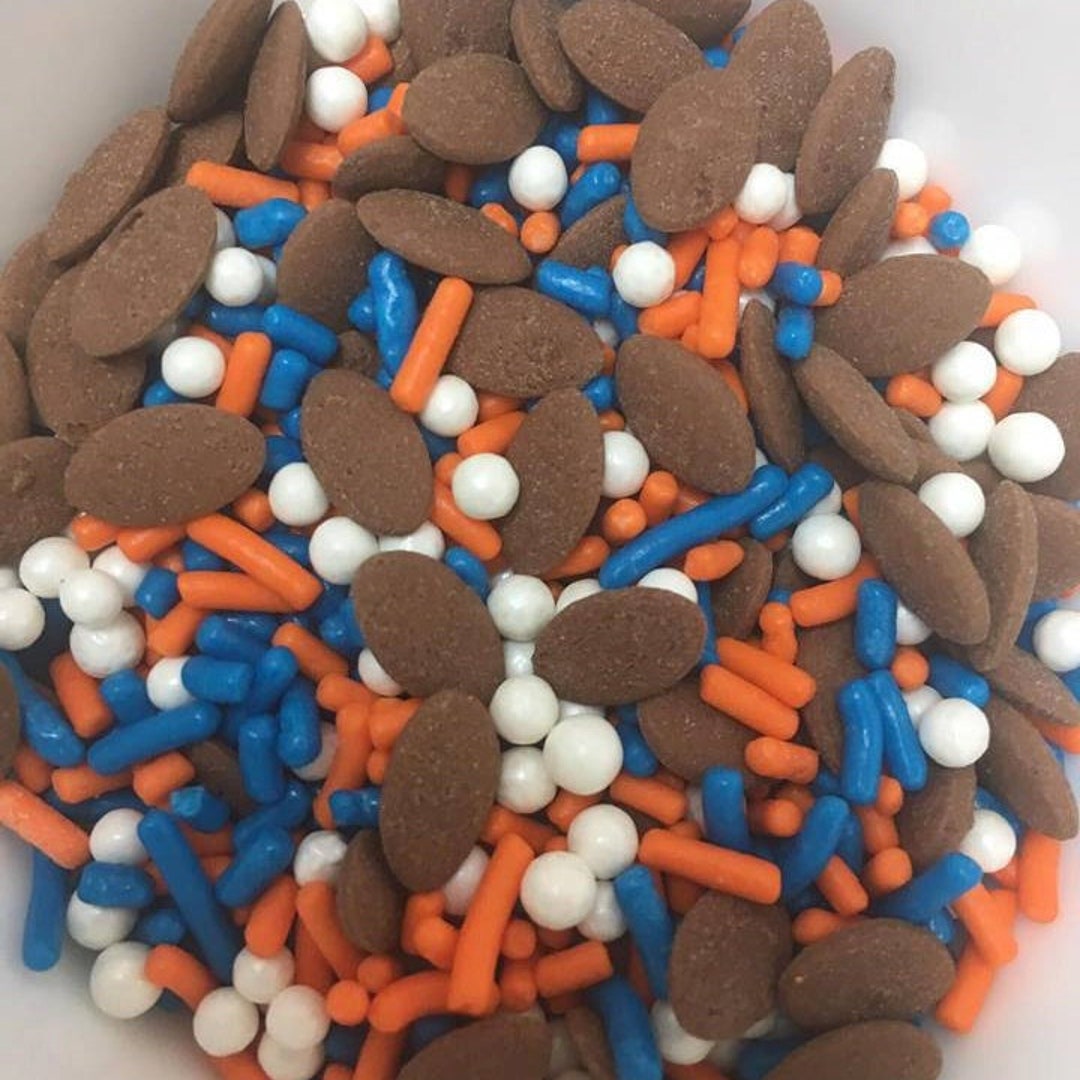 Orange & Blue Football Mix Sprinkles 2 Oz 4 Oz 6 Oz Cake Decorating ...