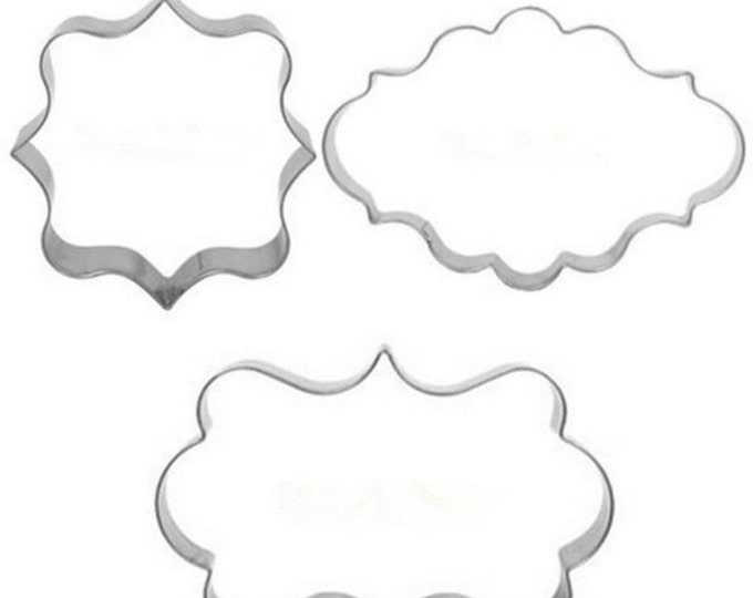 3 PC Plaque Cookie Cutter Set - Square Oval Quatrefoil - Etsy