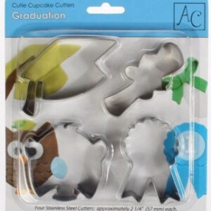 Graduation Cookie Cutter Set - Cap Scroll Diploma Wise Owl Ribbon (4 ...