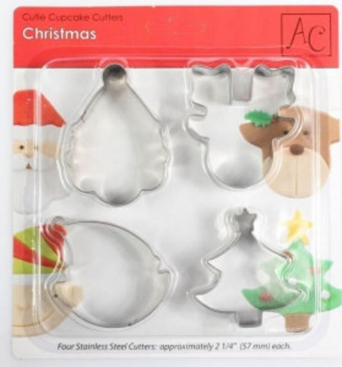 Christmas Cookie Cutter Set - Santa Reindeer Elf Tree (4 Piece Set ...