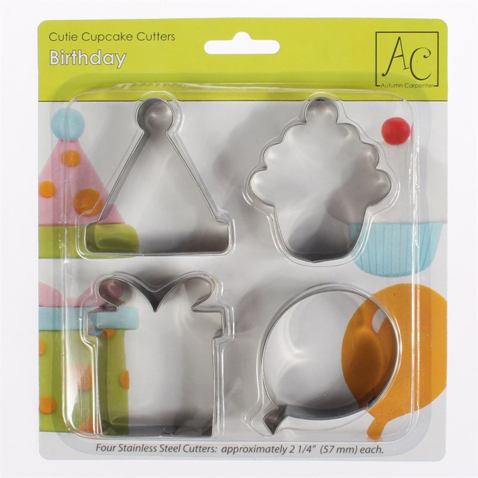 Birthday Cookie Cutter Set - Hat Cupcake Present Box Gift Balloon (4 ...