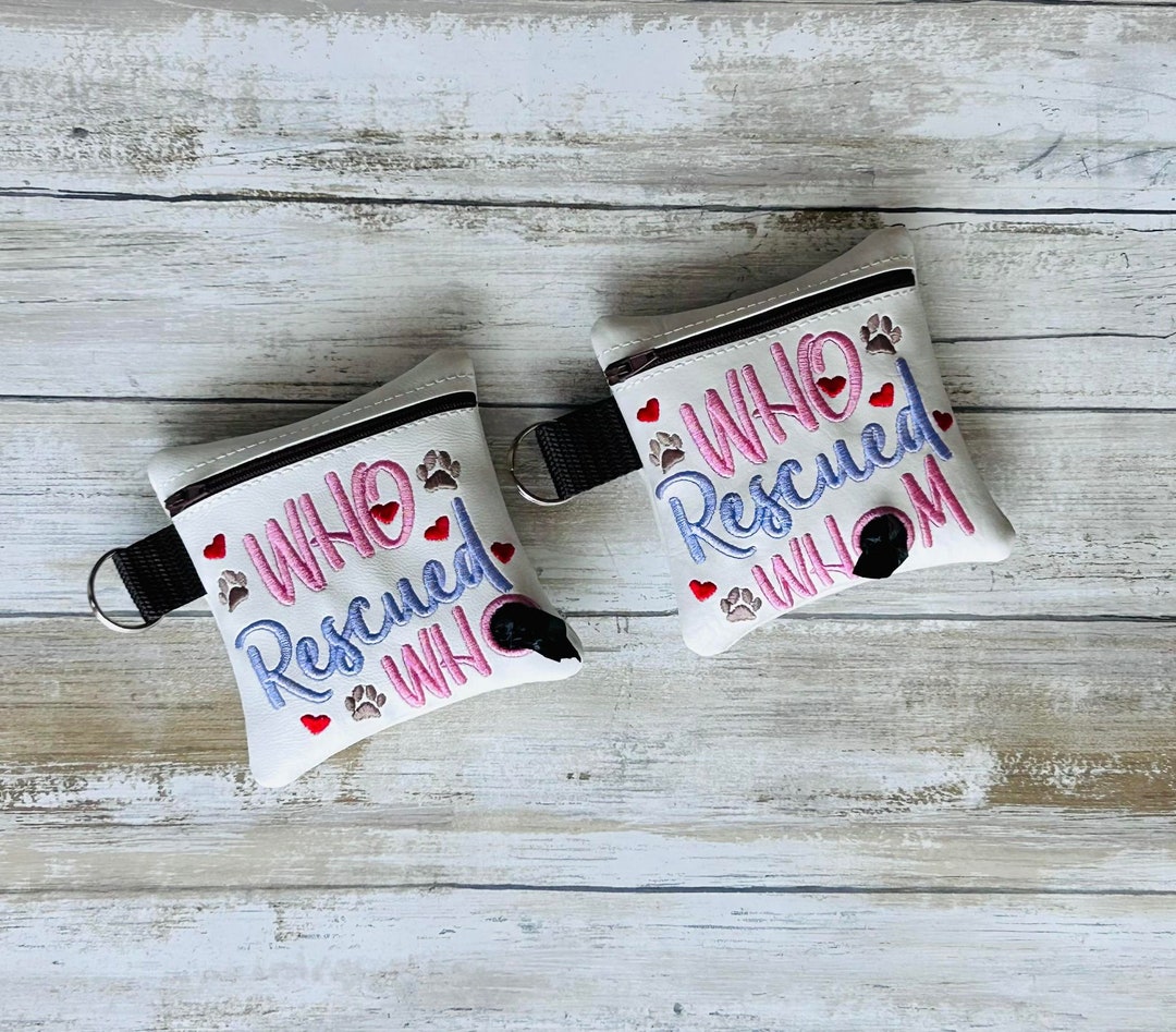 Rescue Dog Poop Bag Pouch-zippered Poop Bag Holder Who Rescued Who Poop ...