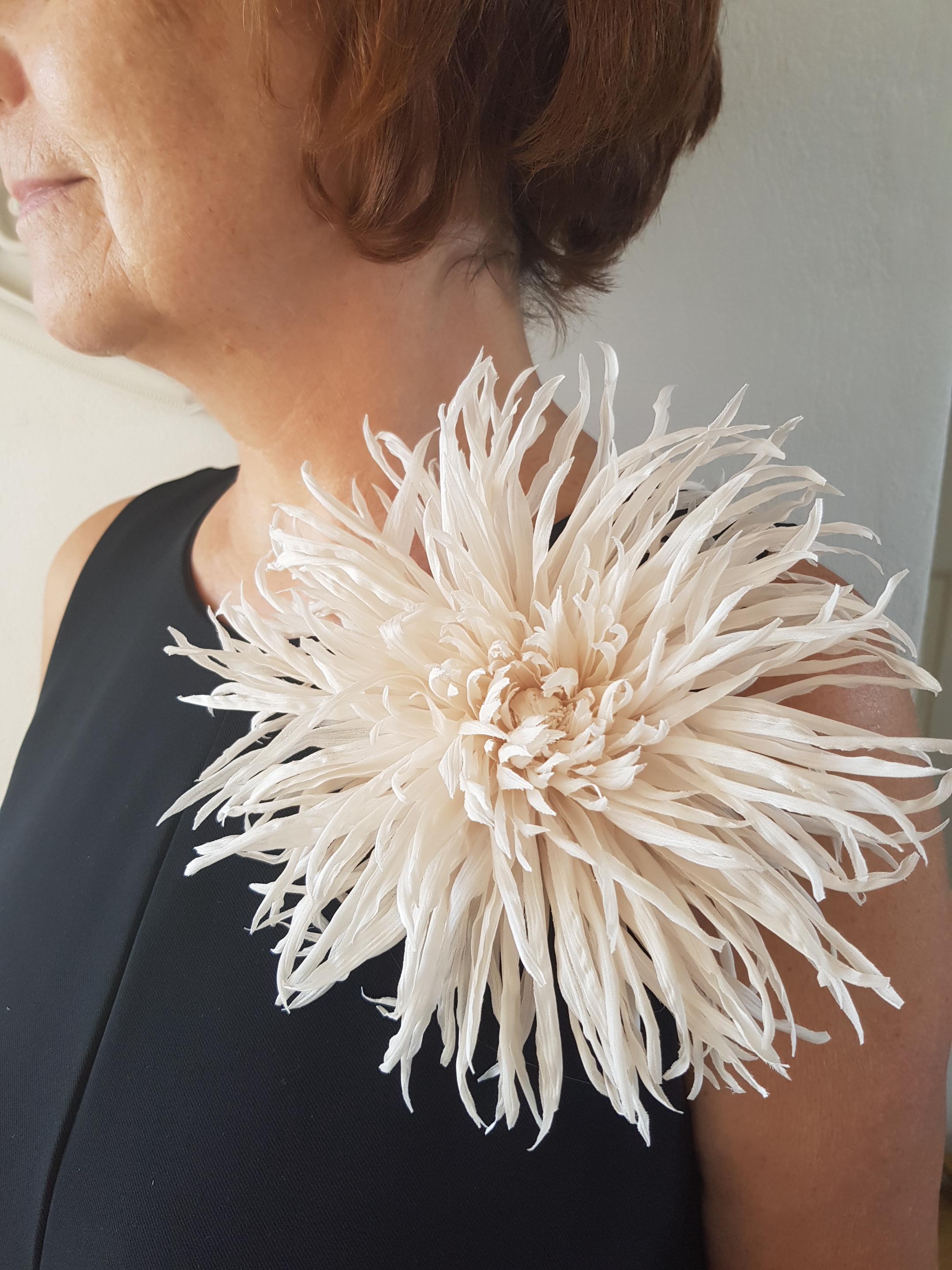 Big off White Flower Brooch Oversize Beige Flower Accessory - Etsy