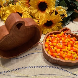 Wooden Pumpkin Candy Dish, Fall Decor, Halloween Dish, Thanksgiving ...