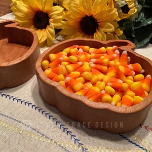 Wooden Pumpkin Candy Dish, Fall Decor, Halloween Dish, Thanksgiving ...