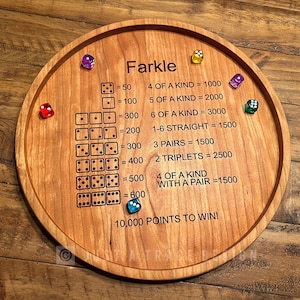 Farkle Dice Tray: Cherry or Ash Hardwood, Portable Game With Scoring - Etsy