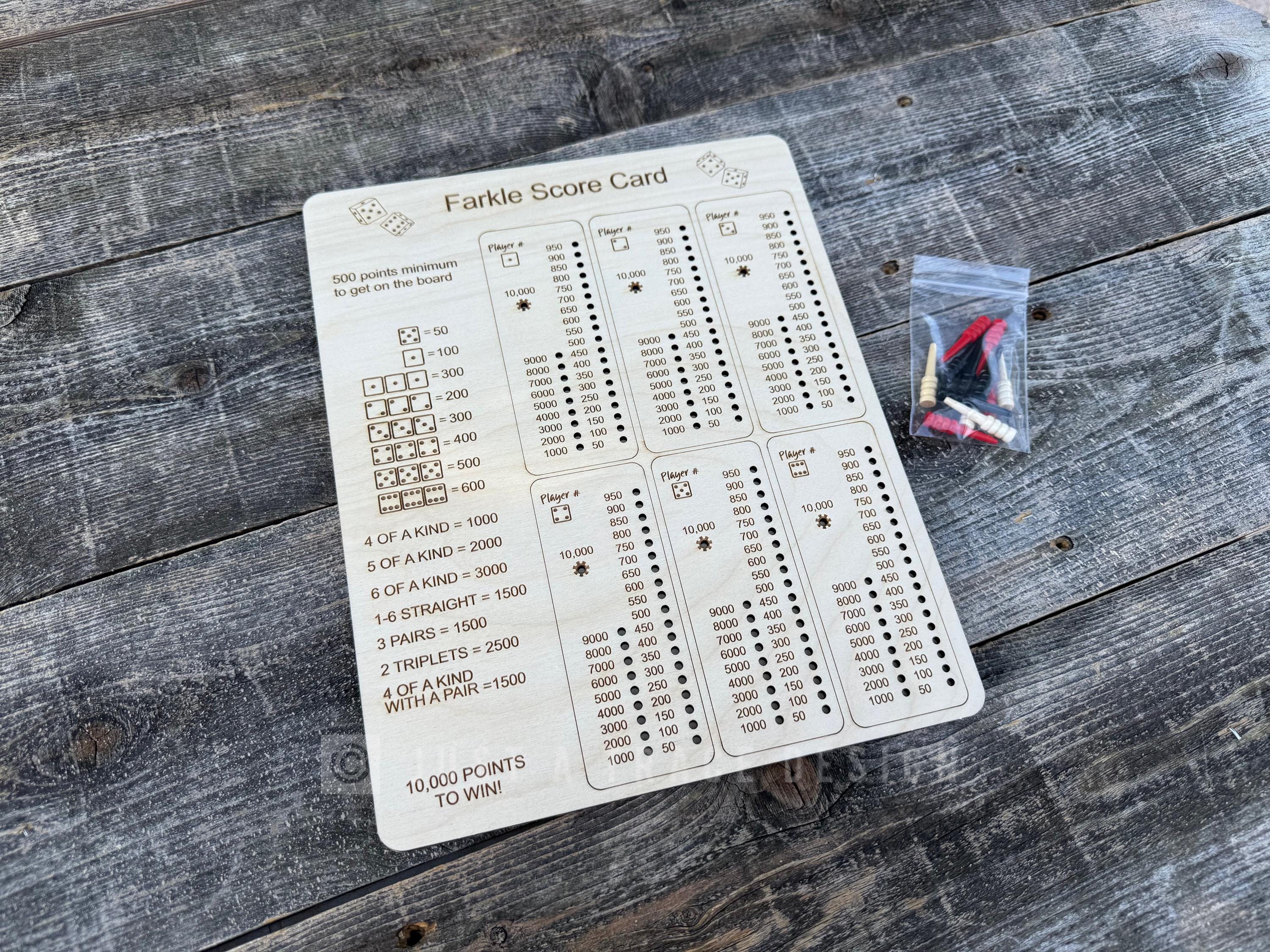 Handcrafted Wooden Farkle Score Card - Dice Game Scoreboard - Etsy