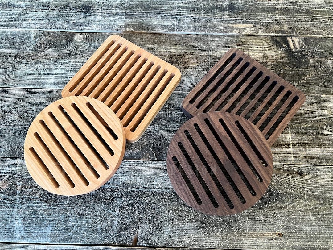 Handcrafted Walnut & Cherry Hardwood Trivet: Heat Resistant Pot Holder ...