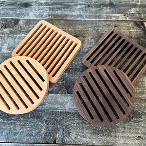 Handcrafted Walnut & Cherry Hardwood Trivet: Heat Resistant Pot Holder ...