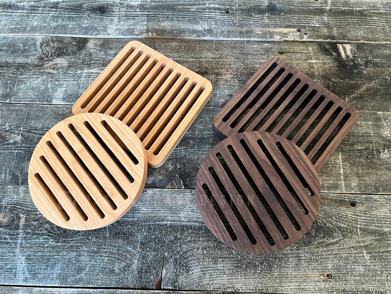 Handcrafted Walnut & Cherry Hardwood Trivet: Heat Resistant Pot Holder ...