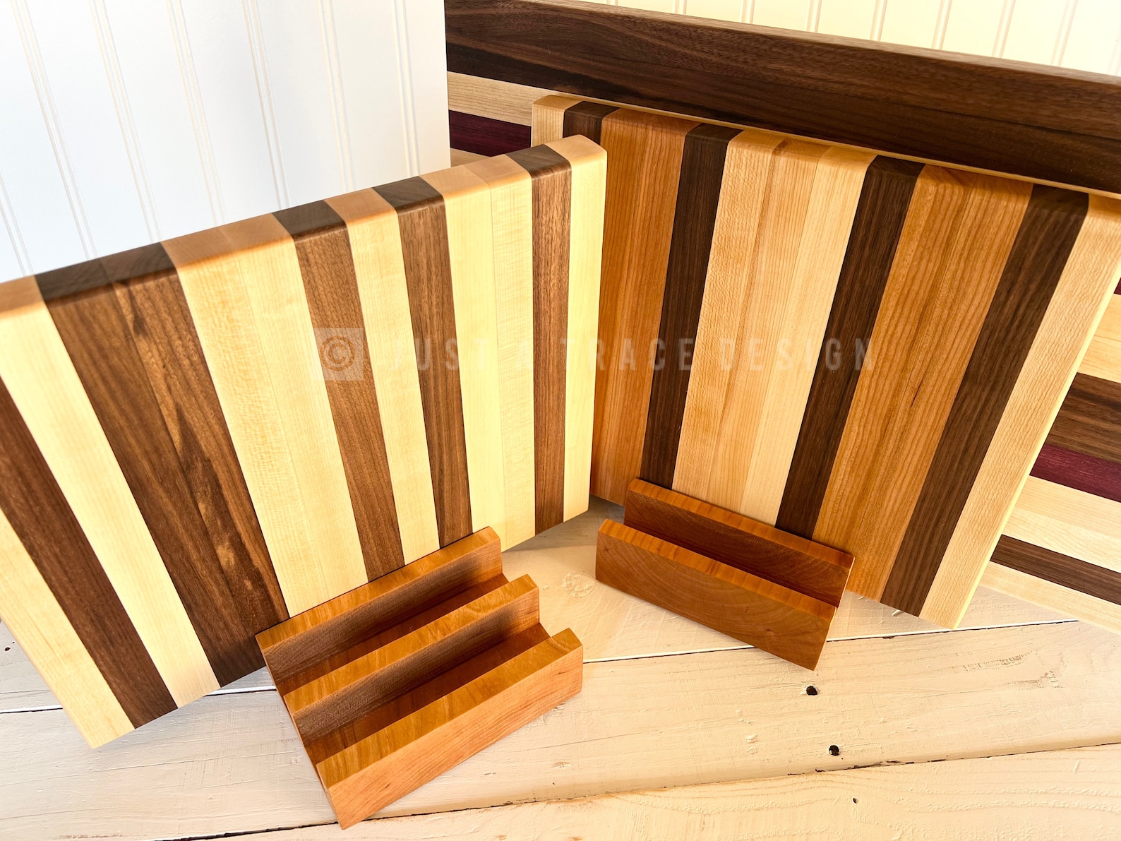 3 Slot Cutting Board Stand, Cutting Board Display Stand Butcher Block ...