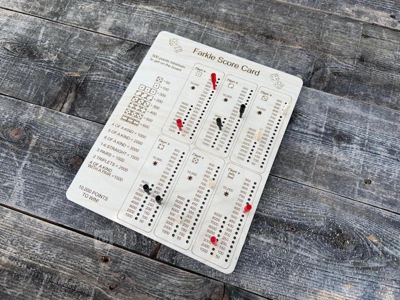 Handcrafted Wooden Farkle Score Card - Dice Game Scoreboard - Etsy
