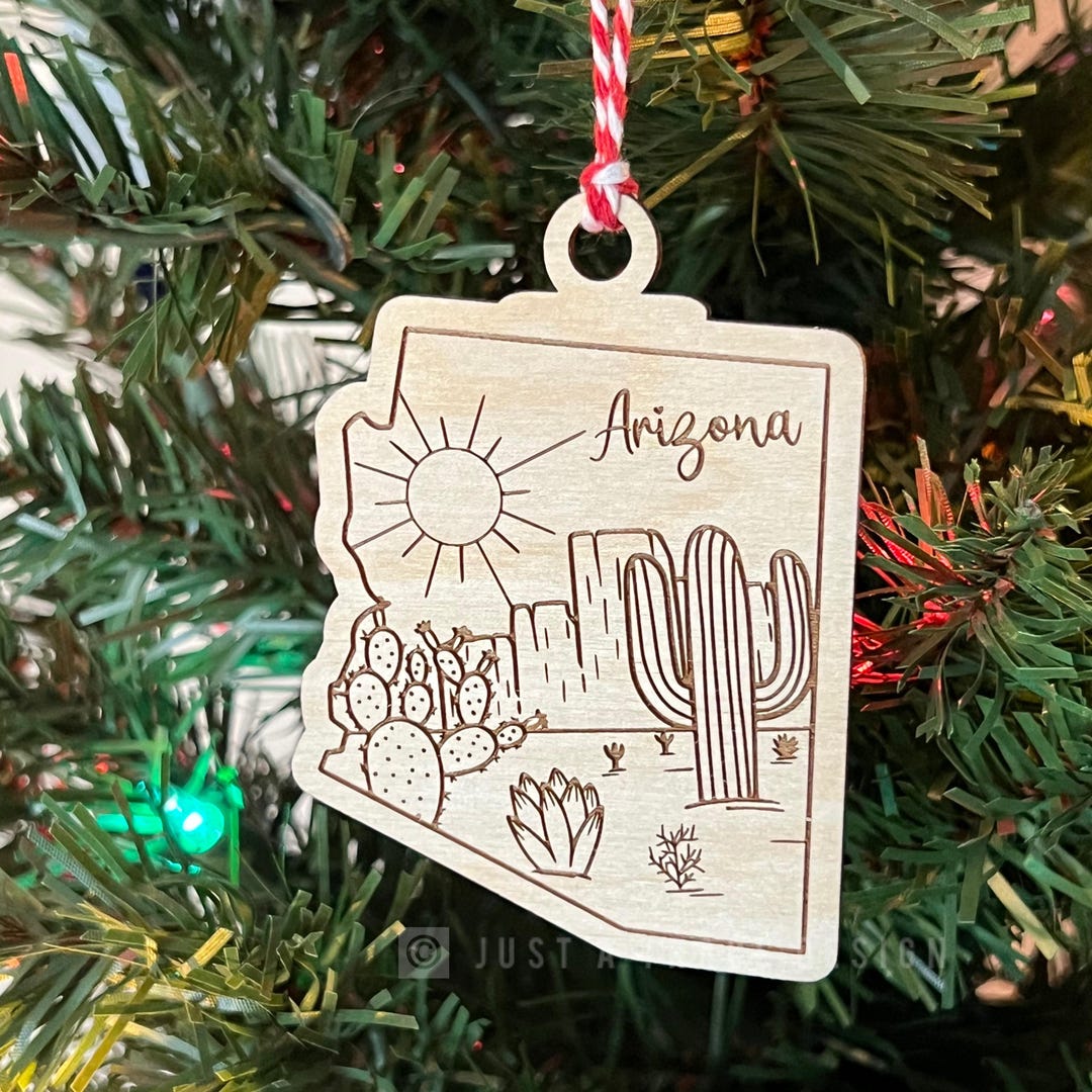 Wooden Arizona Desert Christmas Ornament, State Mandala Gift - Etsy