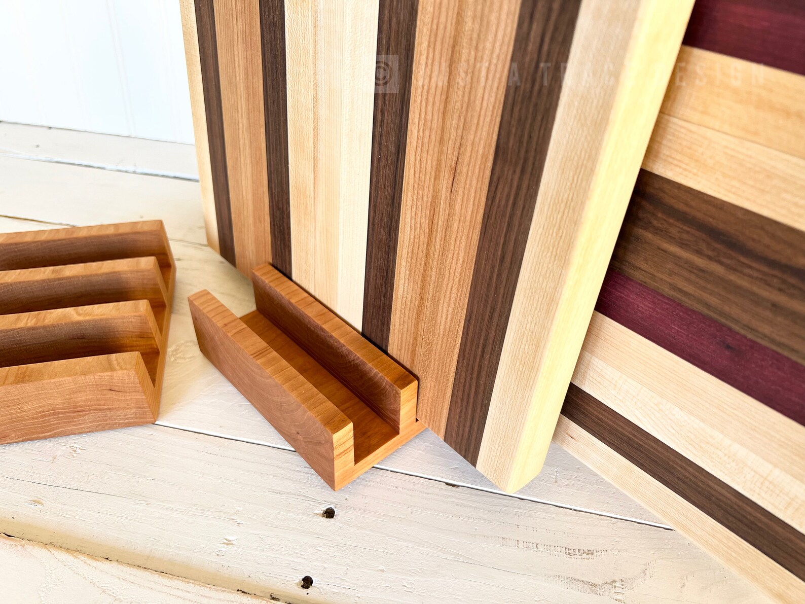 3 Slot Cutting Board Stand, Cutting Board Display Stand Butcher Block ...