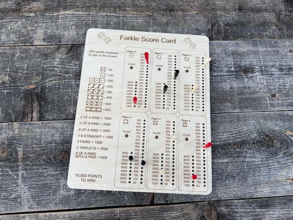 Handcrafted Wooden Farkle Score Card - Dice Game Scoreboard - Etsy