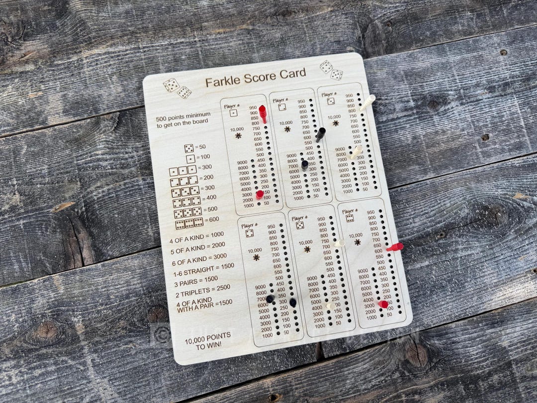 Handcrafted Wooden Farkle Score Card - Dice Game Scoreboard - Etsy