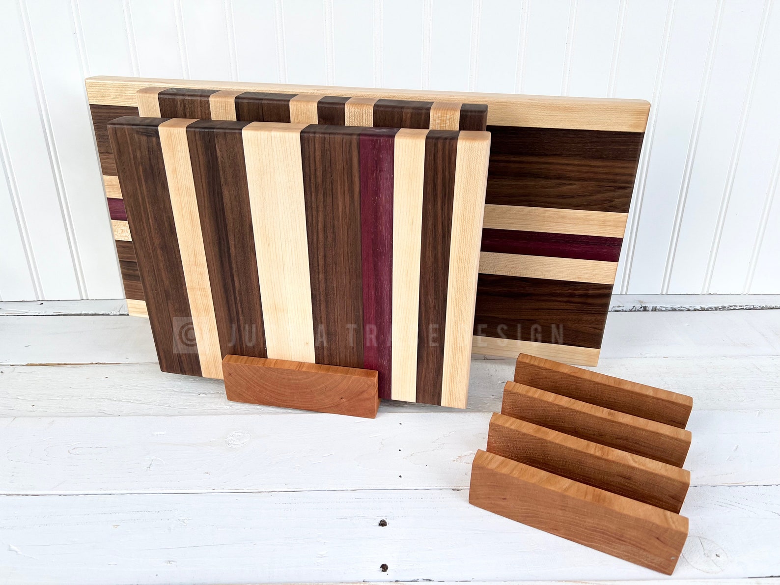 3 Slot Cutting Board Stand, Cutting Board Display Stand Butcher Block ...