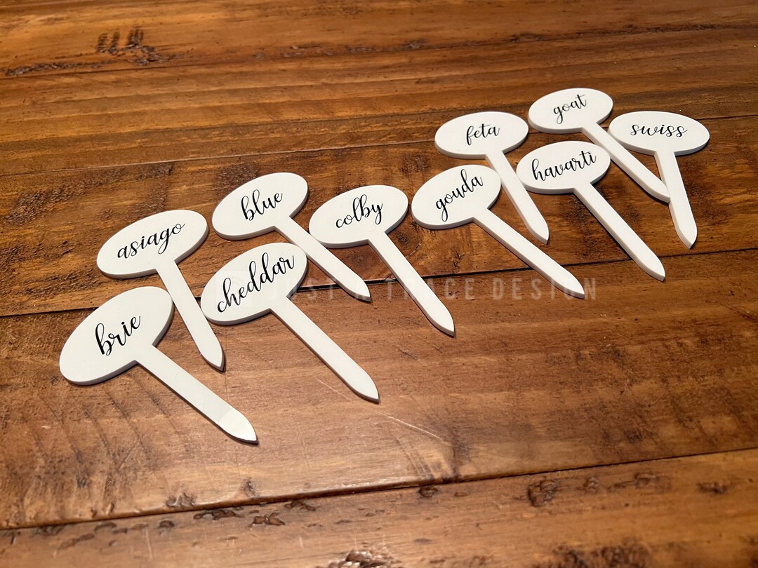 Set of 10 Cheese Markers, Grazing Board, Cheese Board, Serving Board ...