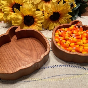 Wooden Pumpkin Candy Dish, Fall Decor, Halloween Dish, Thanksgiving ...