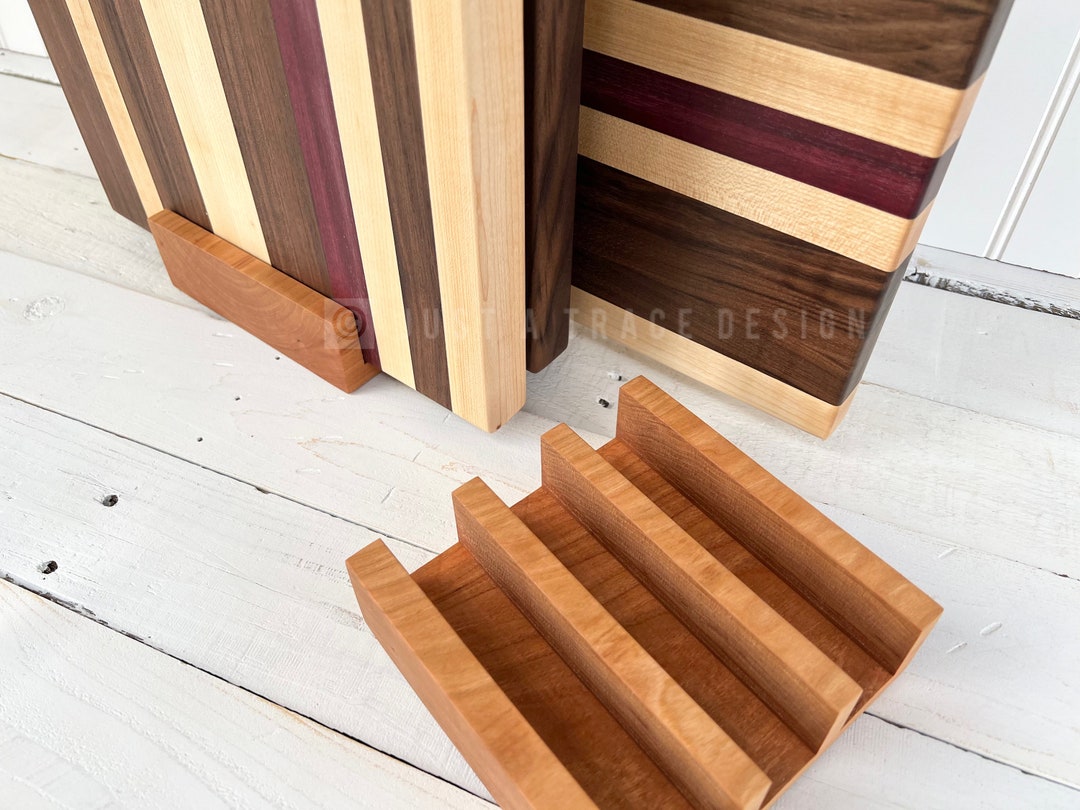3 Slot Cutting Board Stand, Cutting Board Display Stand Butcher Block ...