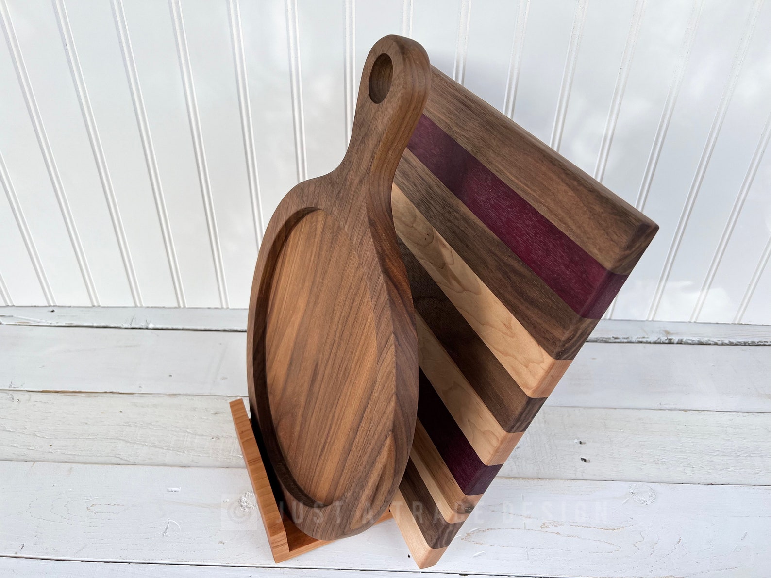 3 Slot Cutting Board Stand, Cutting Board Display Stand Butcher Block ...