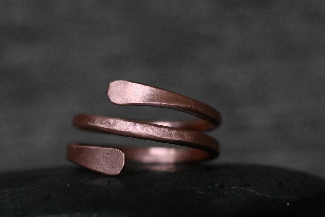 Copper Ring, Textured Satin Stone Copper Finish, Copper Wrap Ring ...