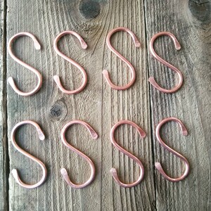 Set of 8, Small, 2-inch Copper S Hooks, Hangers, Pot Rack Hooks, Garden ...