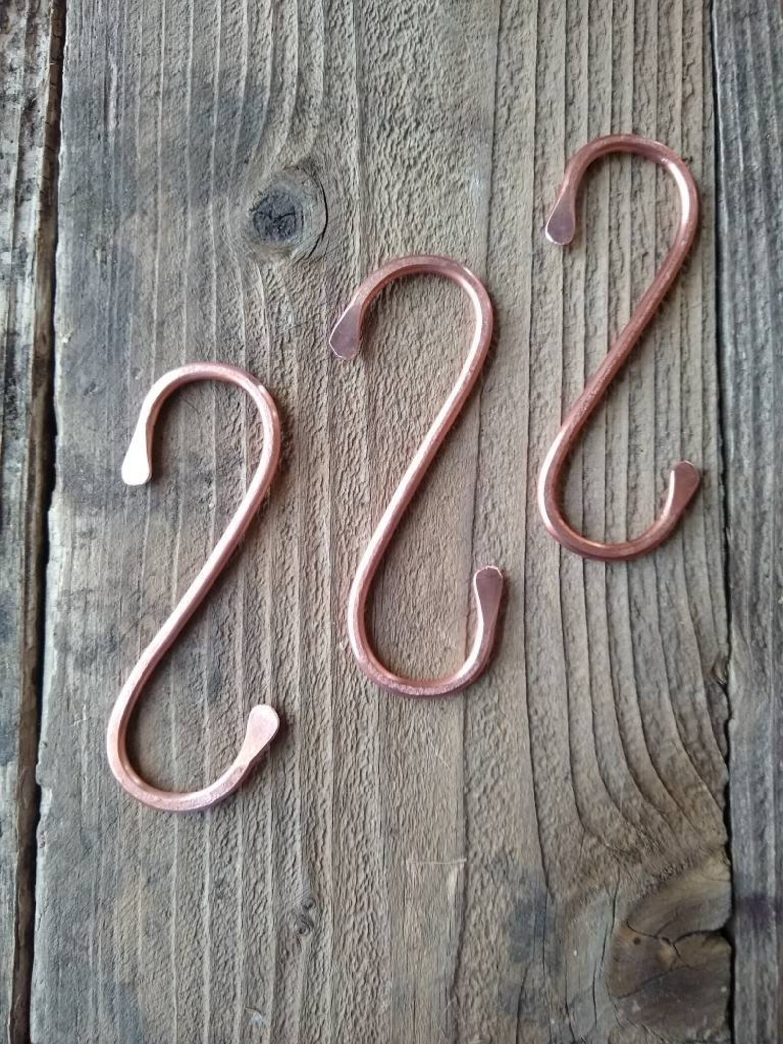 Set of 8 3 Copper S hooks hangers pot rack hooks | Etsy