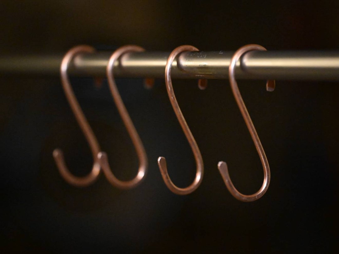 Set of 4. 3-inch Copper S Hooks, Hangers, Pot Rack Hooks, Garden Hooks ...