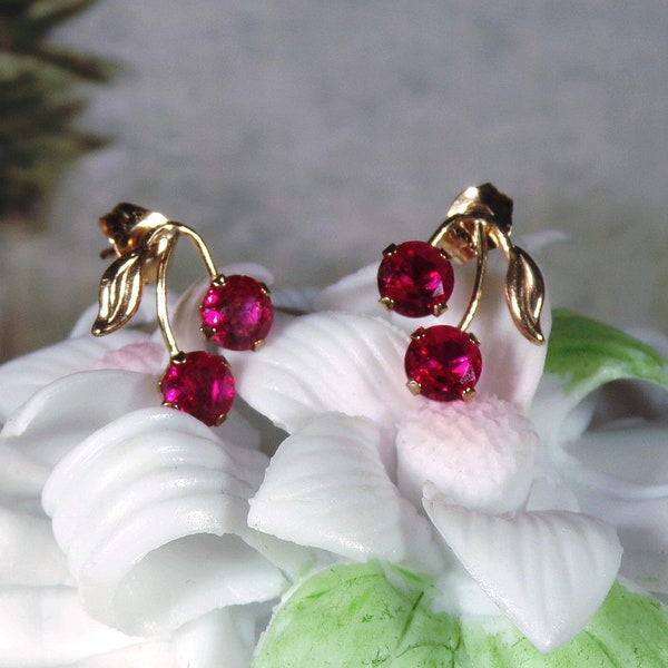 Gold Ruby Earrings - Etsy