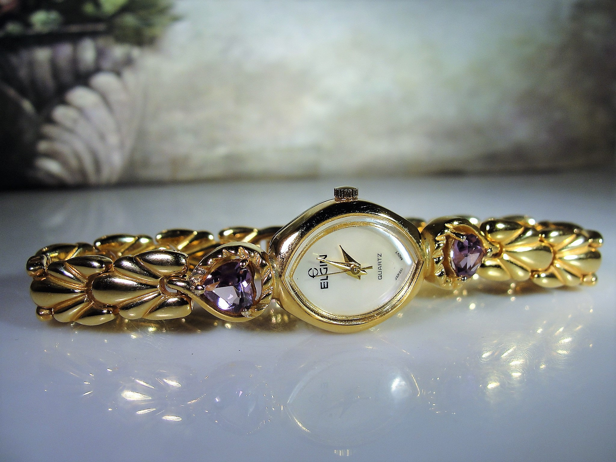 Reserved for Nadia: ELGIN Women’s Wrist Watch with Two Purple 1 Carat ...