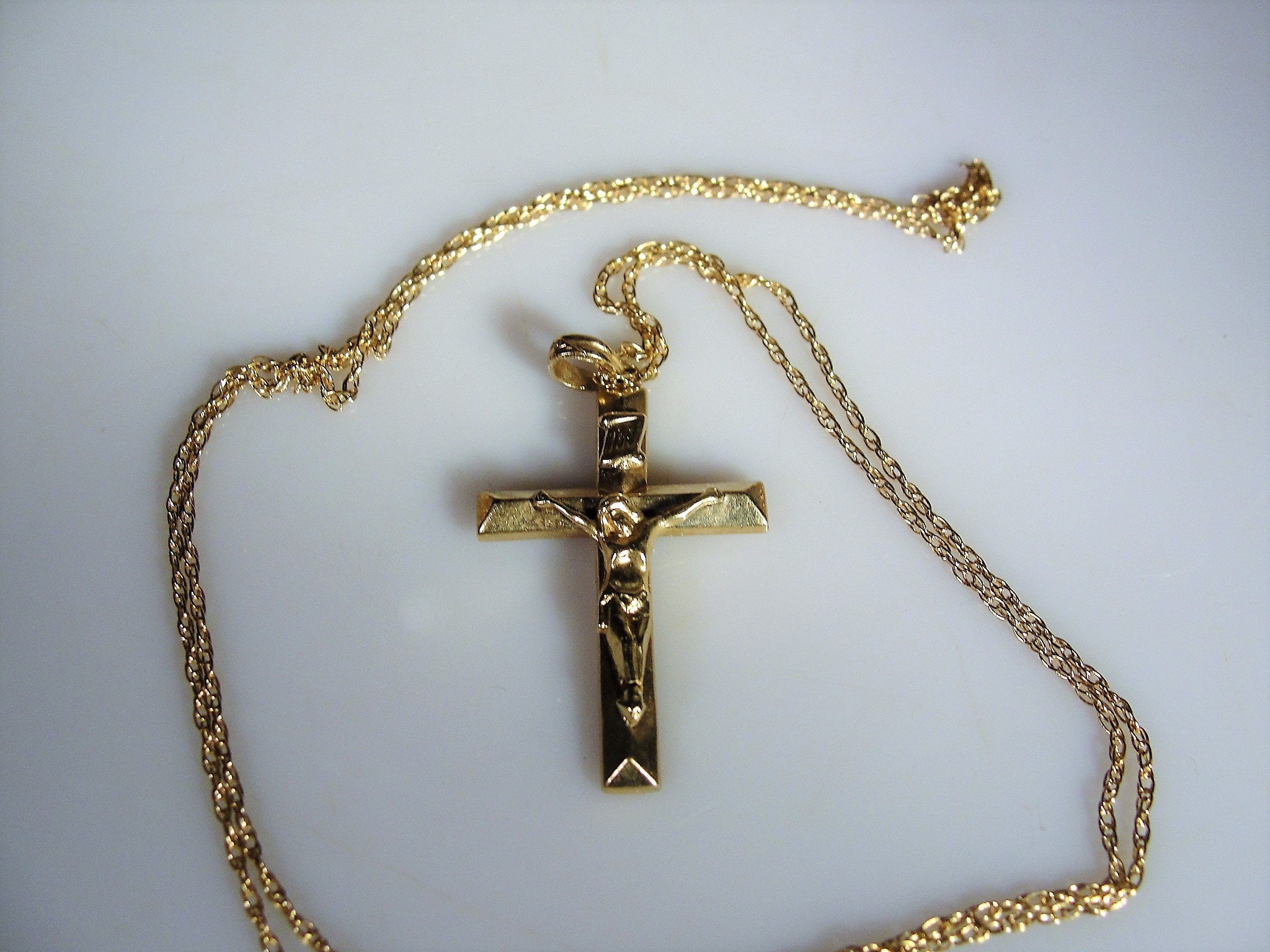 Reserved for Nadia: Vintage Estate 10K Yellow Gold Crucifix Pendant and ...