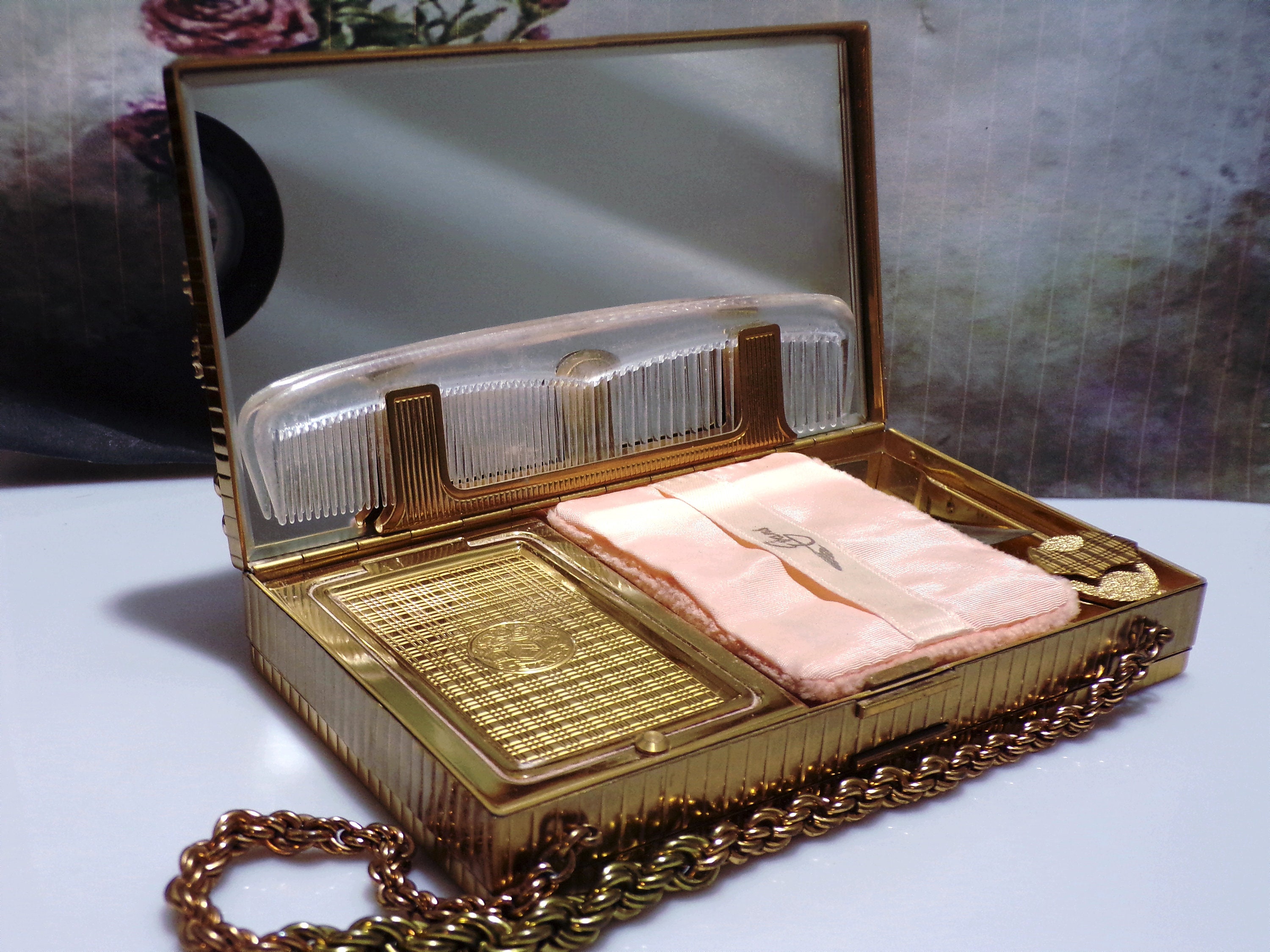 EVANS Snowflake Rhinestone Dance Compact Purse, 1950’s Dance Purse ...