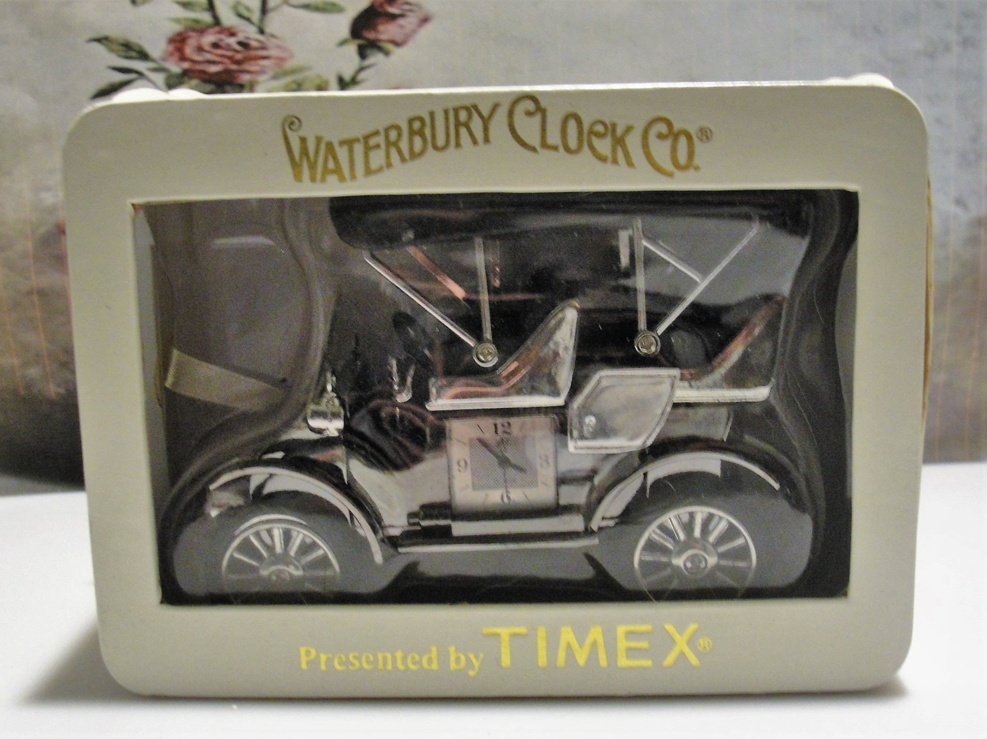 WATERBURY CLOCK Company, Antique Gun Metal Model T with Chrome Accents ...