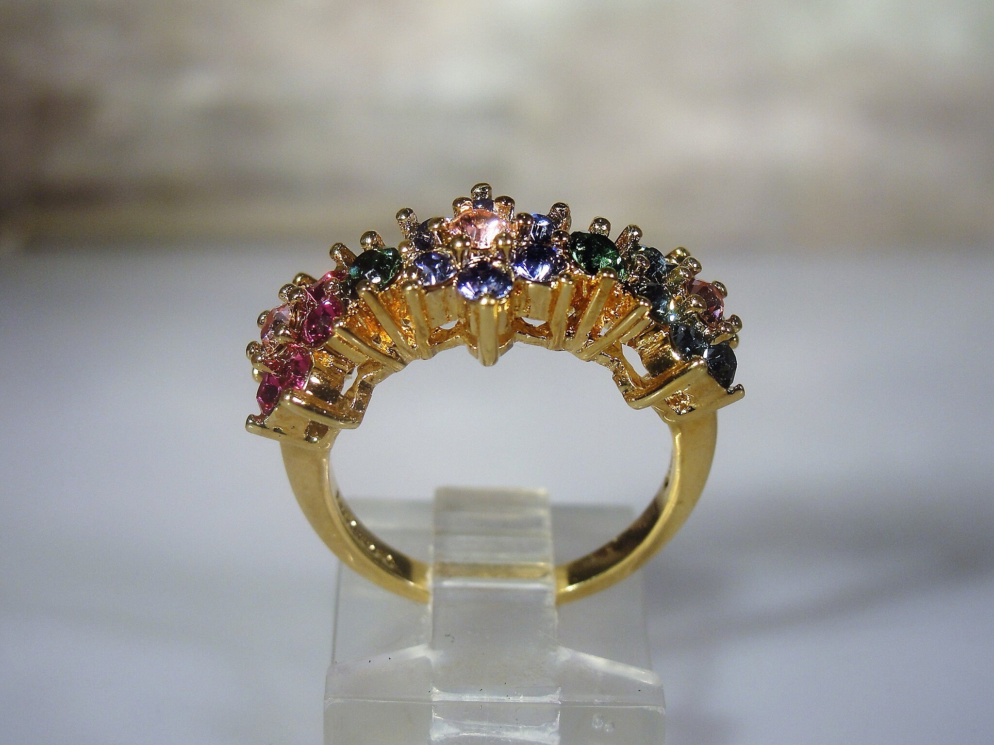 JOAN RIVERS Ring, 3 Flower Ring, Pastel Colored Flower Ring, Multi ...